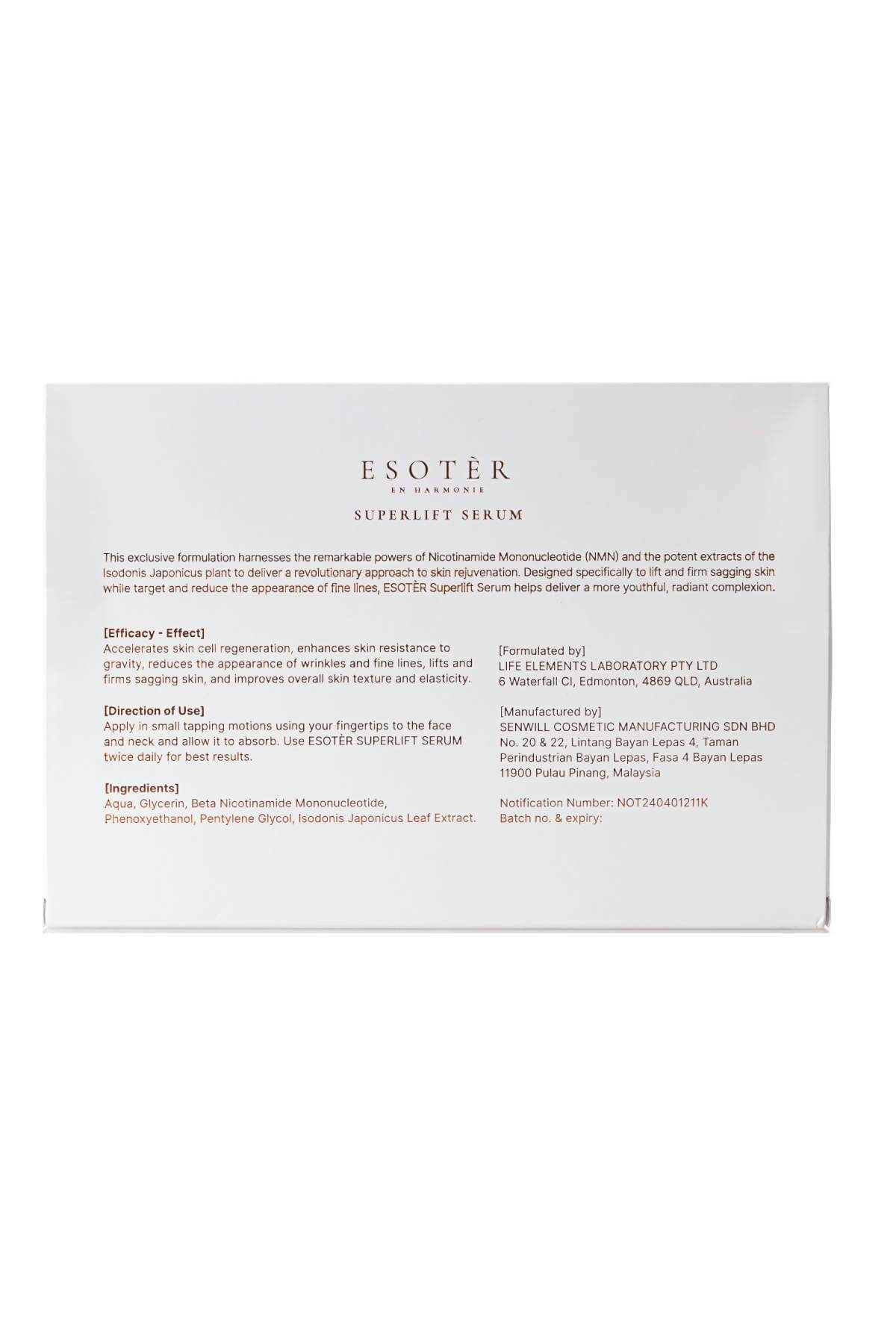 ESOTER Superlift Serum - Be Natural, Be Beautiful, Be You